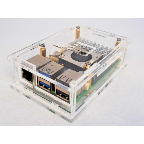 Clear Acrylic Raspberry Pi 5 Case(A), Fully closed case, Supports the Official Active Cooler